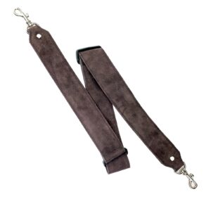 Walker & Williams BS-2-BRN Cognac Brown Thick Suede Adjustable Banjo Strap With Hefty Brass Clip Ends For Bluegrass And Frailing Type Banjos