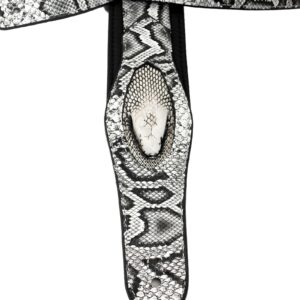 Walker & Williams SF-03 White & Black Textured Snake Pattern Guitar Strap with Snakehead