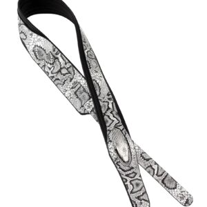 Walker & Williams SF-03 White & Black Textured Snake Pattern Guitar Strap with Snakehead