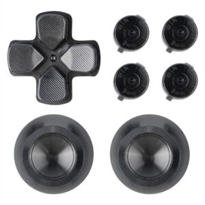 extremerate black aluminum analog thumbsticks & bullet buttons & d-pad replacements kits metal buttons for ps4 slim pro controller