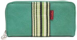 bungalow360 original vegan leather striped zip-around wallet (grass)