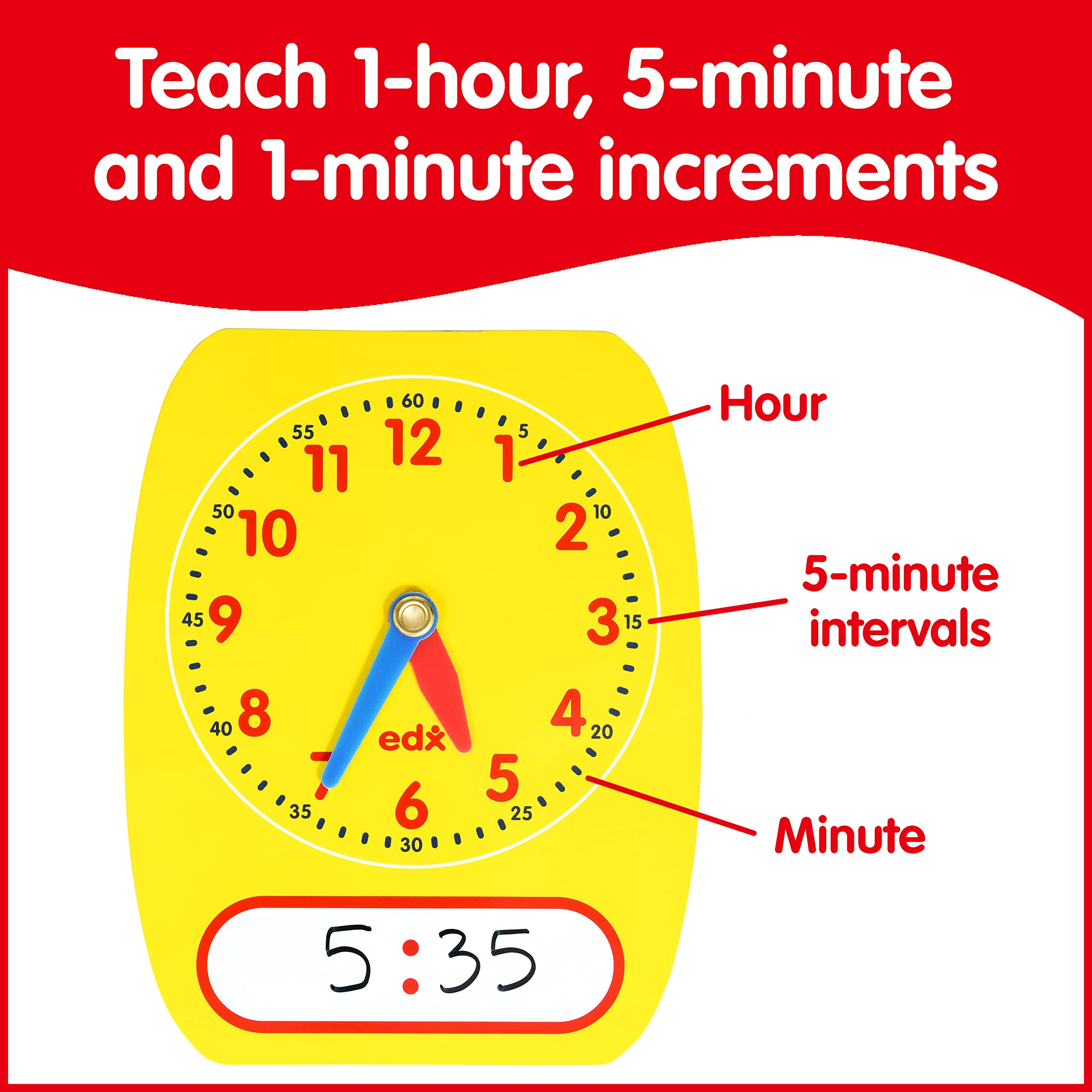 Learning ADVANTAGE-25615 edx Education Write-On/Wipe-Off Clock Dials - Set of 5