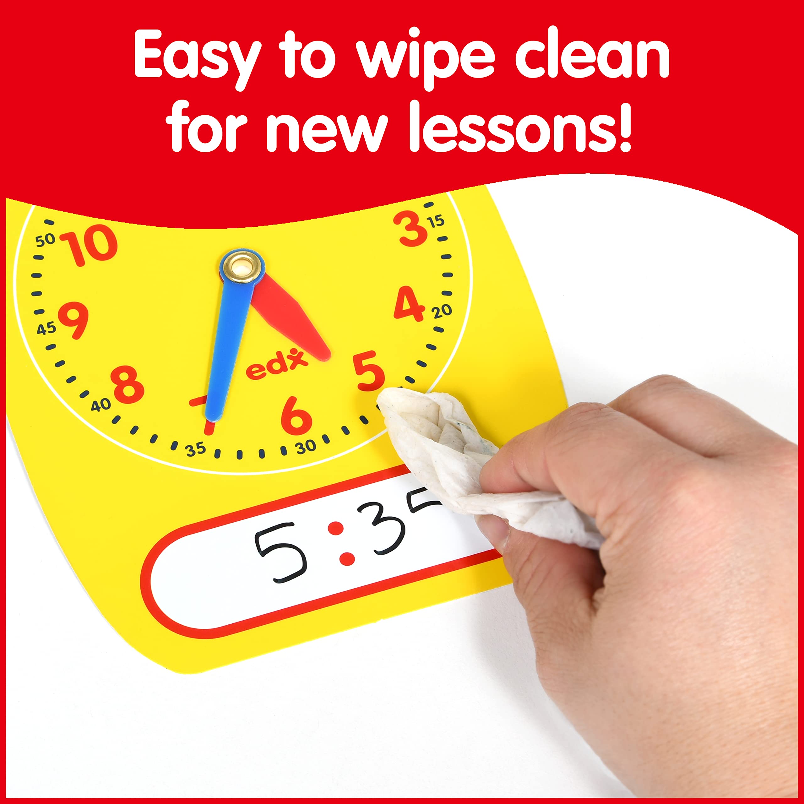 Learning ADVANTAGE-25615 edx Education Write-On/Wipe-Off Clock Dials - Set of 5