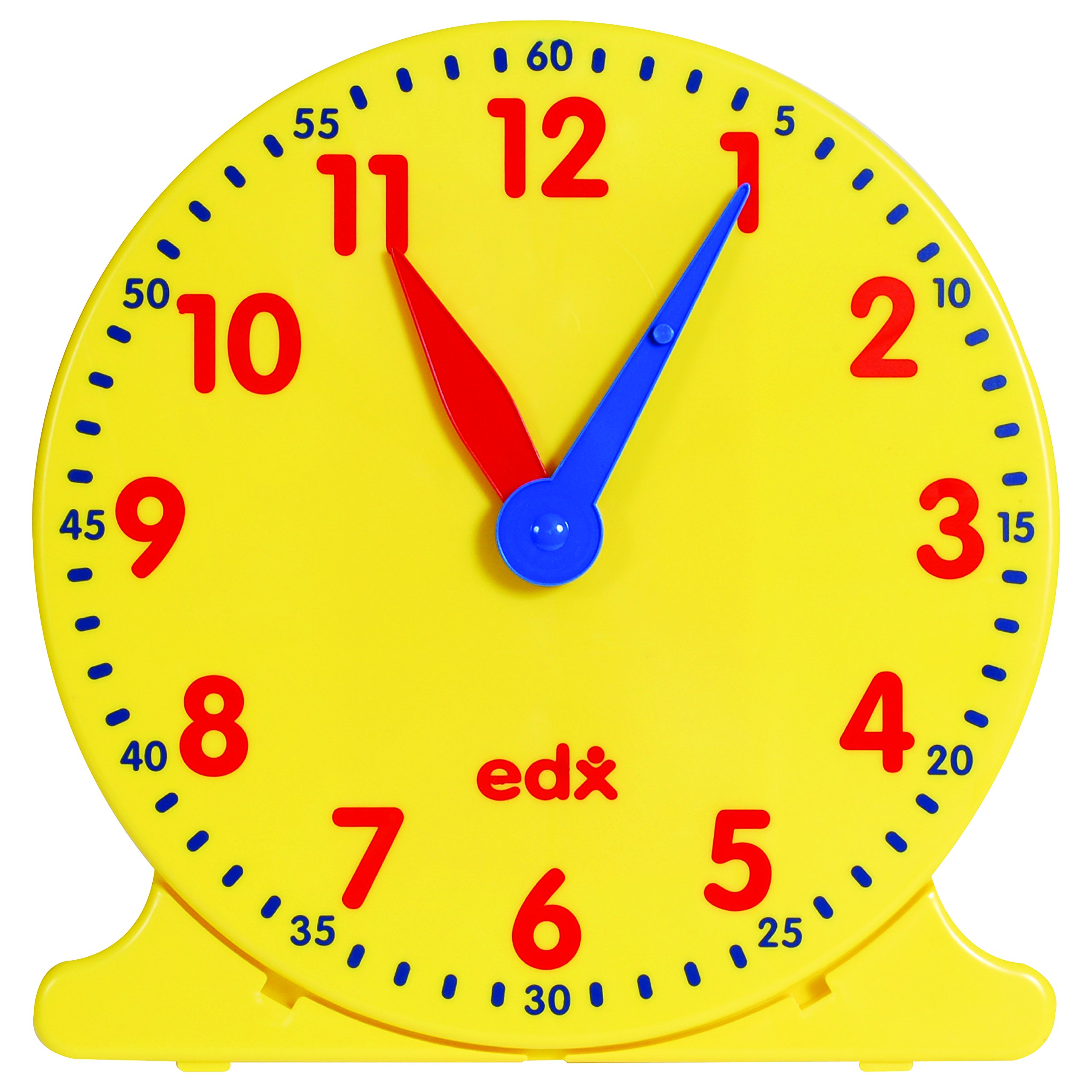 edxeducation 12-Hour Time Clock - Demonstration Clock - Learn to Tell Time - Analog Clock with Movable Hands to Teach Children Minute and Hour Relationships