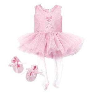 adora amazon exclusive amazing girls doll accessories, clothes for 18" baby dolls includes shiny stockings and satin slippers, birthday gift for ages 6+ - ballet dance outfit