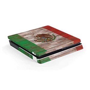 skinit decal gaming skin compatible with ps4 slim - originally designed mexican flag dark wood design