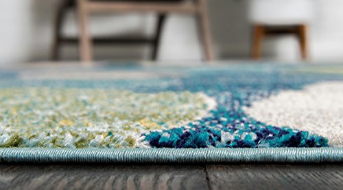 Unique Loom Chromatic Collection Modern Bokeh & Vibrant Abstract Area Rug for Any Home Décor, 8 ft x 10 ft, Navy Blue/Beige