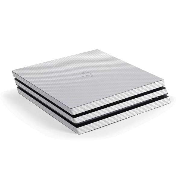 Skinit Decal Gaming Skin Compatible with PS4 Pro Console - White Carbon Fiber Specialty Texture Material Design