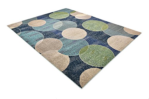 Unique Loom Chromatic Collection Modern Bokeh & Vibrant Abstract Area Rug for Any Home Décor, 8 ft x 10 ft, Navy Blue/Beige