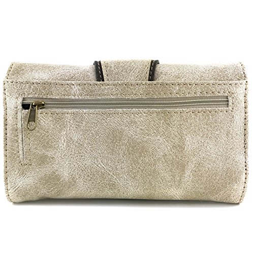 Justin West Patina Girl Western Bronze Floral Buckle Handbag Purse Tote and Strap Wallet (Beige Tote and Wallet)