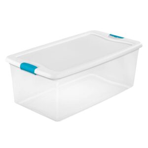 sterilite 8-pack stackable storage bin with lid, clear plastic design, 106 quart