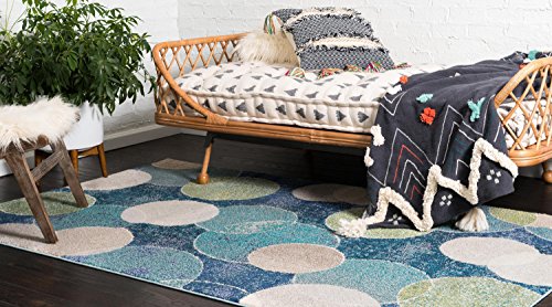 Unique Loom Chromatic Collection Modern Bokeh & Vibrant Abstract Area Rug for Any Home Décor, 8 ft x 10 ft, Navy Blue/Beige