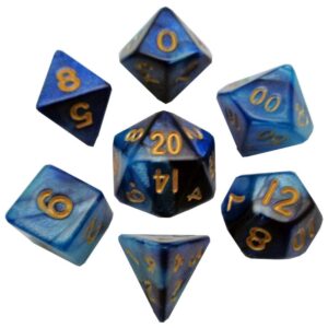 metallic dice games 7-set mini: 10mm: dkbulightbu w/gd #