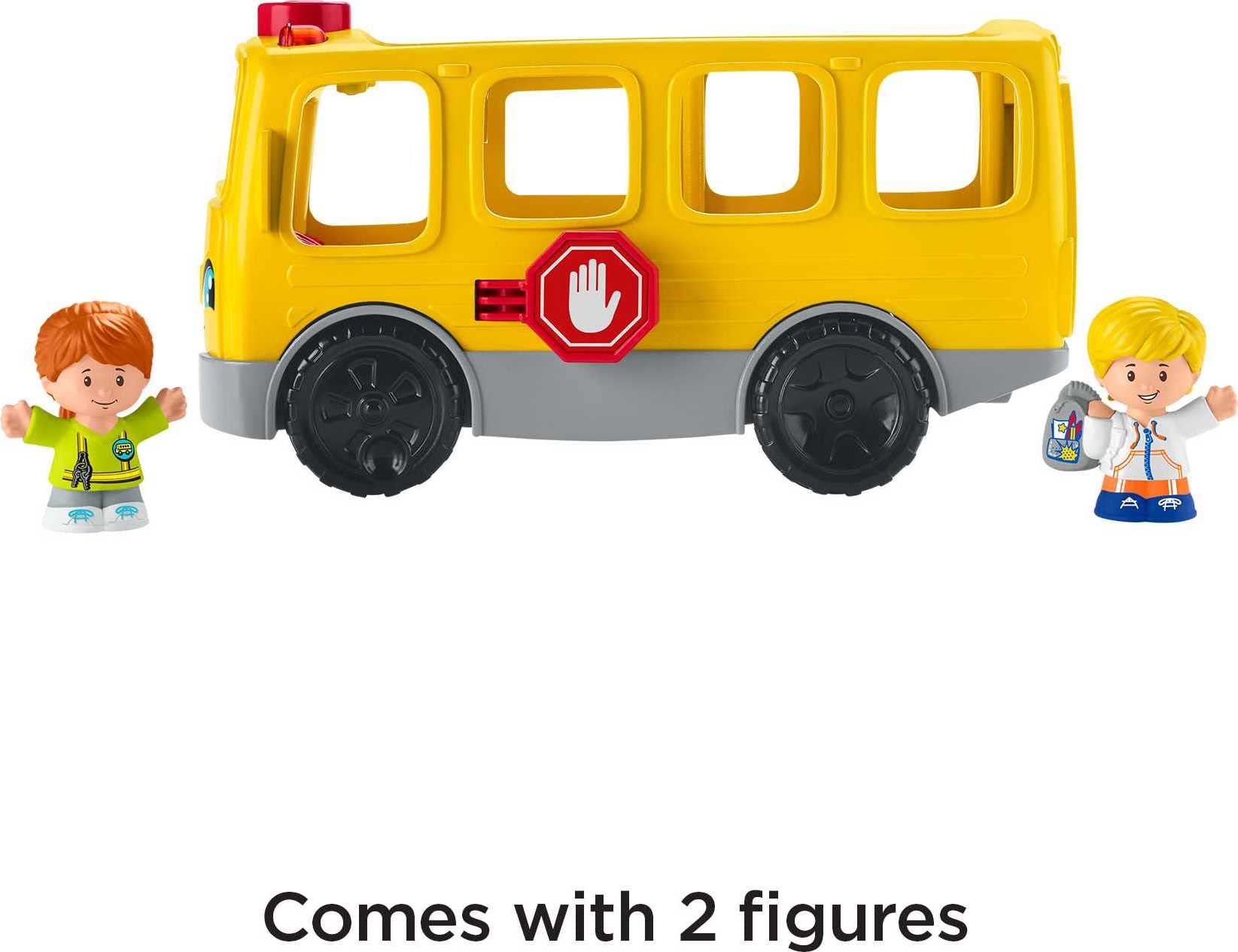 Fisher-Price Little People Musical Toddler Toy Sit with Me School Bus with Lights Sounds & 2 Figures for Pretend Play Kids Ages 1+ Years