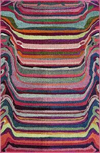 unique loom chromatic collection modern colorful striped & vibrant abstract area rug for any home décor, 4' 0" x 6' 0", multi/pink