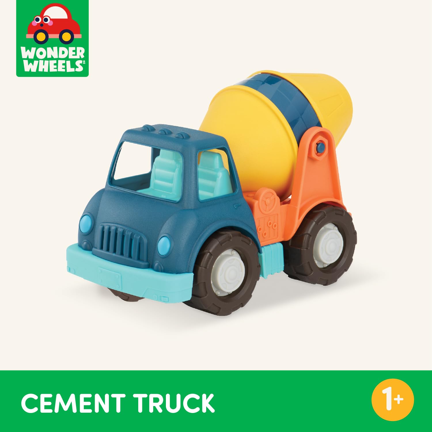 Battat- Wonder Wheels- Cement Truck – Truck With Concrete Mixer – Moveable Parts- Sturdy Construction Toy For Toddlers – Recyclable – Cement Truck