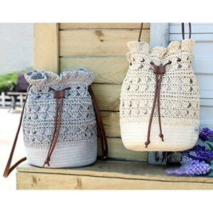 Abuyall Women Straw Bucket Bag Hobo Shoulder Handbag Drawstring Beach Tote Bag H…