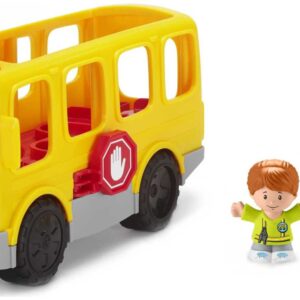 Fisher-Price Little People Musical Toddler Toy Sit with Me School Bus with Lights Sounds & 2 Figures for Pretend Play Kids Ages 1+ Years