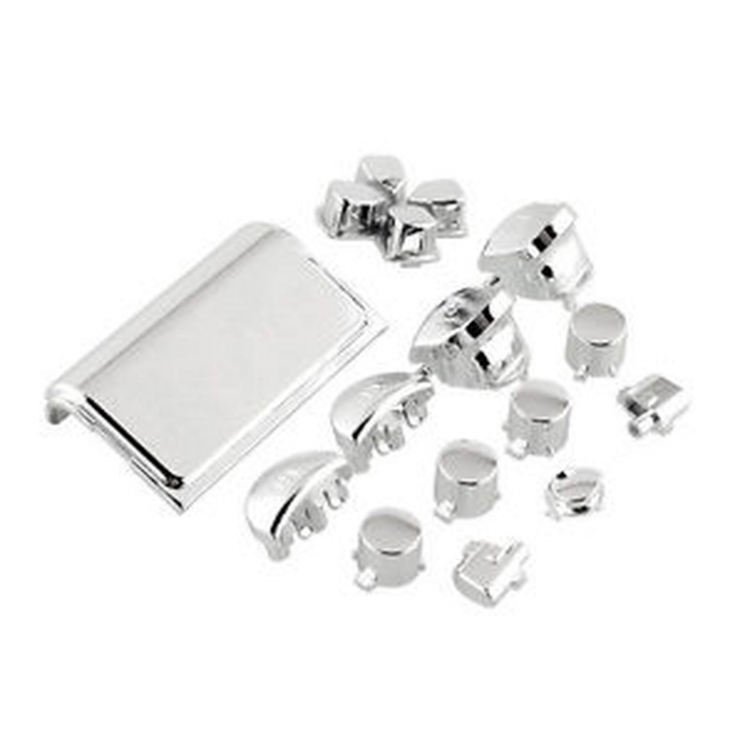 Replacement Full Buttons Custom Mod Kit Set for Sony PlayStation 4 PS4 Controller Chrome Silver