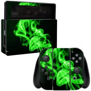 mightyskins skin compatible with nintendo switch - green flames | protective, durable, and unique vinyl decal wrap cover | easy to apply, remove, and change styles | made in the usa