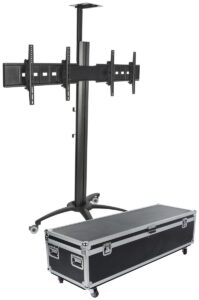 displays2go mobile tv stand with travel case, steel, aluminum, mdf, eva form – black (lpgpwbc2s)