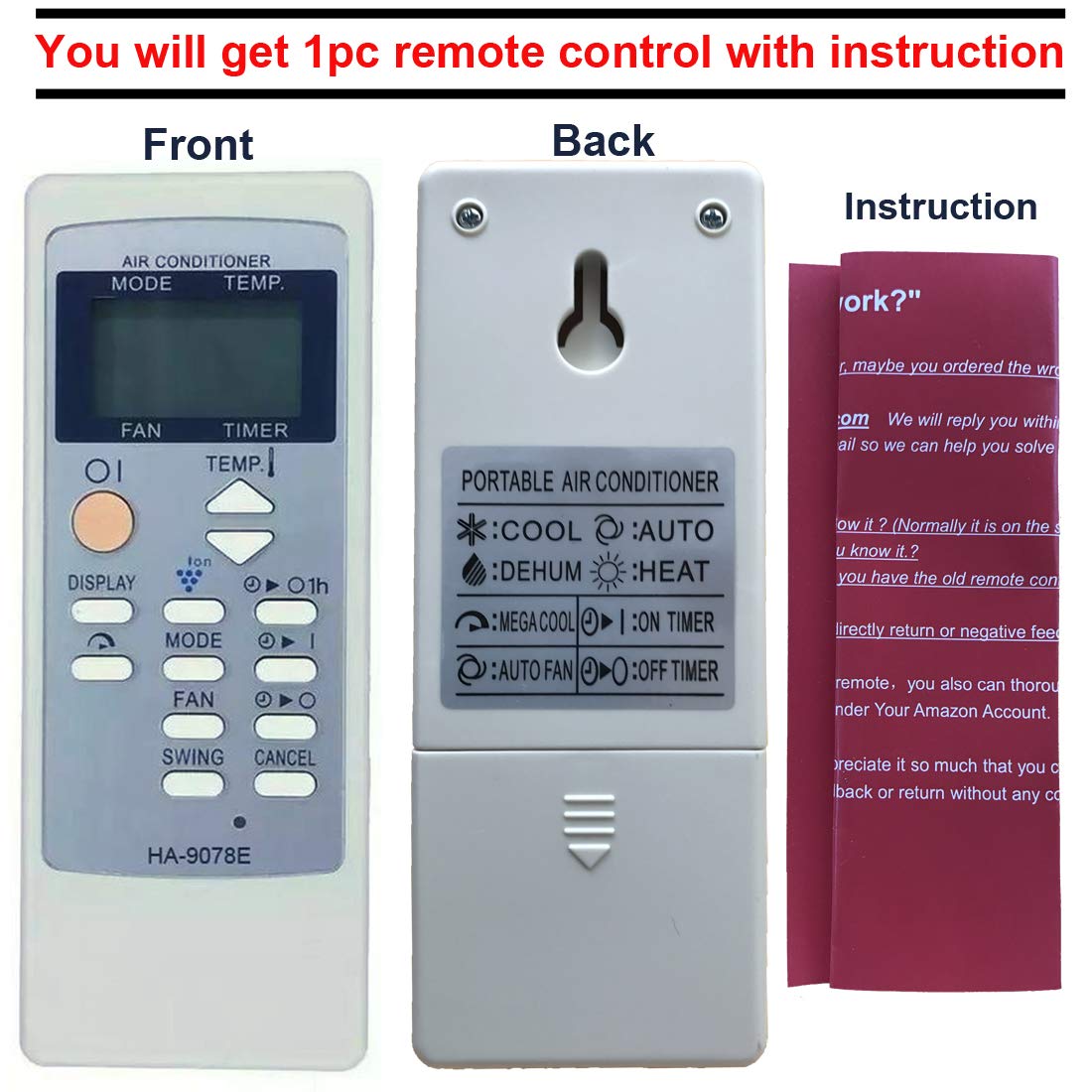 Replacement for Sharp Portable Air Conditioner Remote Control CRMC-A705JBEZ for CV-P09LX CV-P10LC CV-P10MC CV-P10NC CVP10NC-D CVP10NC-R CV-P10PC CVP10PC-D CVP10PC-R CV-P10RC (Display in Celsius)