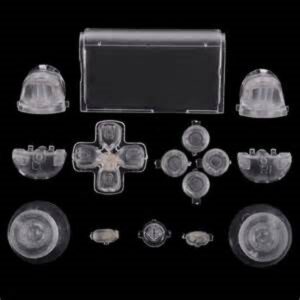 Replacement Full Buttons Custom Mod Kit Set for Sony Playstation 4 PS4 Controller Clear (Can give Out Light in Night)