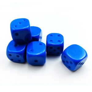 Blank Unpainted 16MM D6 Game Dice with Blank 6th Side, 4 Assorted Color Set of 24pcs, Raw Blank Cube