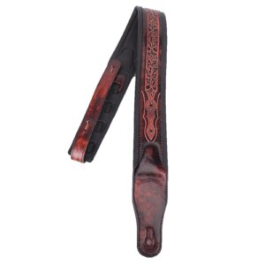 Walker & Williams GB-162 Bourbon Brown Padded Guitar Strap with Oak Leaves & Texas Star