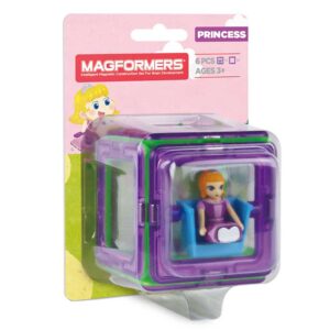 magformers princess character 6 pieces add on, rainbow colors, educational magnetic geometric shapes tiles building stem toy set ages 3+