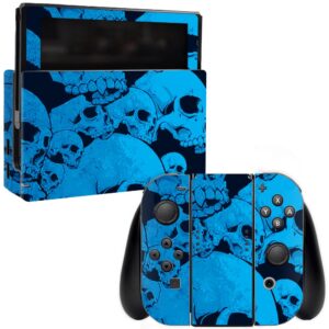 mightyskins skin compatible with nintendo switch - blue skulls | protective, durable, and unique vinyl decal wrap cover | easy to apply, remove, and change styles | made in the usa