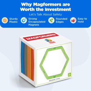 MAGFORMERS Super Square 12 Pieces Rainbow Colors, Educational Magnetic Geometric Shapes Tiles Building STEM Toy Set Ages 3+