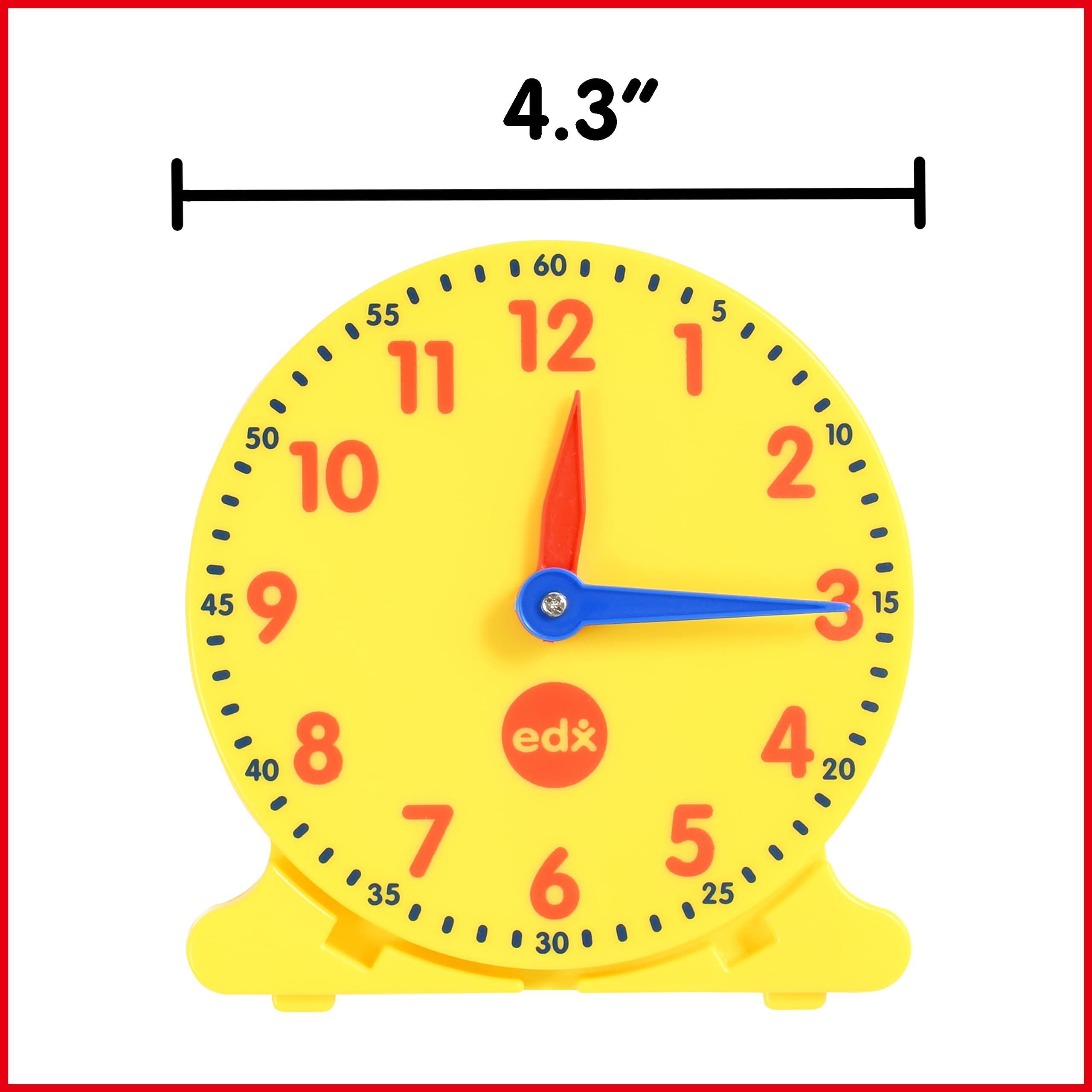 edxeducation Student Clocks - Set of 6 - Clock for Kids Learning to Tell Time - Analog Clocks with Movable Hands to Teach Children Minute and Hour Relationships