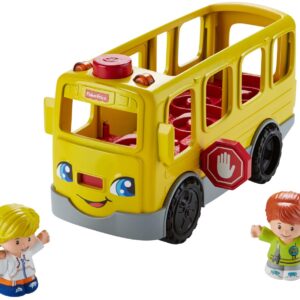 Fisher-Price Little People Musical Toddler Toy Sit with Me School Bus with Lights Sounds & 2 Figures for Pretend Play Kids Ages 1+ Years