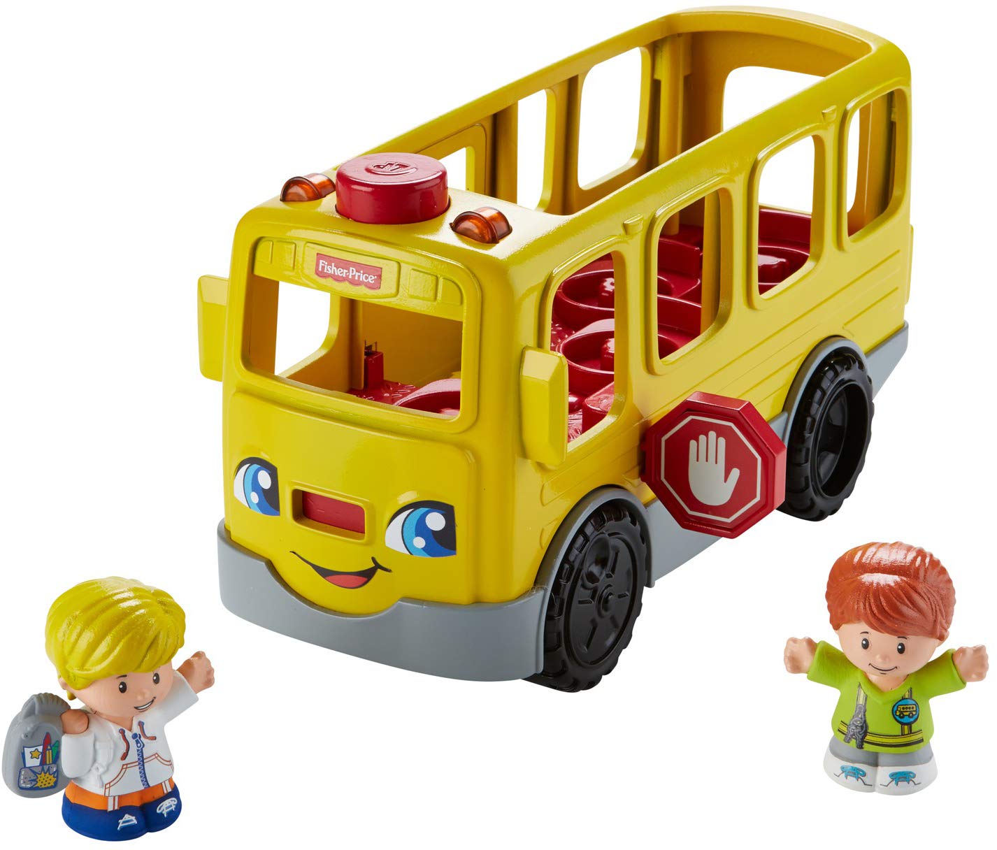 Fisher-Price Little People Musical Toddler Toy Sit with Me School Bus with Lights Sounds & 2 Figures for Pretend Play Kids Ages 1+ Years