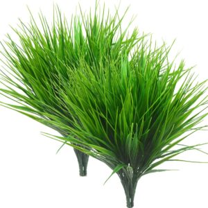 bird fiy artificial greenery plastic wheat grass fake leaves shrubs greenery bushes indoor outside home garden office verandah wedding decor / 4pcs