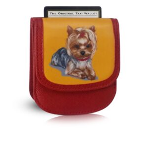 taxi wallet – vegan material, yorkie – a simple, compact, front pocket, folding wallet, that holds cards, coins, bills, id – for men & women