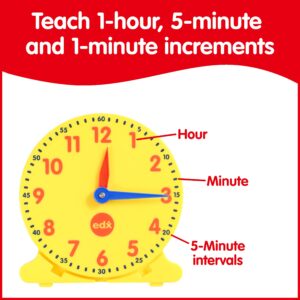 edxeducation Student Clocks - Set of 6 - Clock for Kids Learning to Tell Time - Analog Clocks with Movable Hands to Teach Children Minute and Hour Relationships