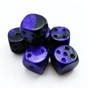 Bescon Unpainted Two Tone 16MM Game Dice with Flat 6th Side, 2 Assorted Color Set of 12pcs, Gemini Cube