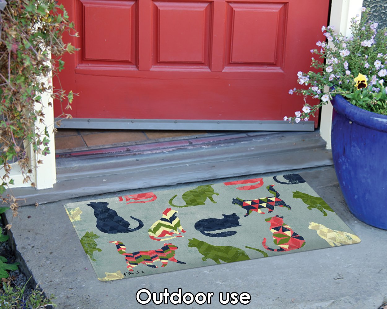 Toland Home Garden 800318 Cat Pattern Kitty Door Mat 18x30 Inch Outdoor Doormat for Entryway Indoor Entrance