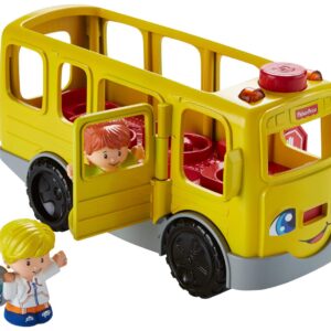 Fisher-Price Little People Musical Toddler Toy Sit with Me School Bus with Lights Sounds & 2 Figures for Pretend Play Kids Ages 1+ Years