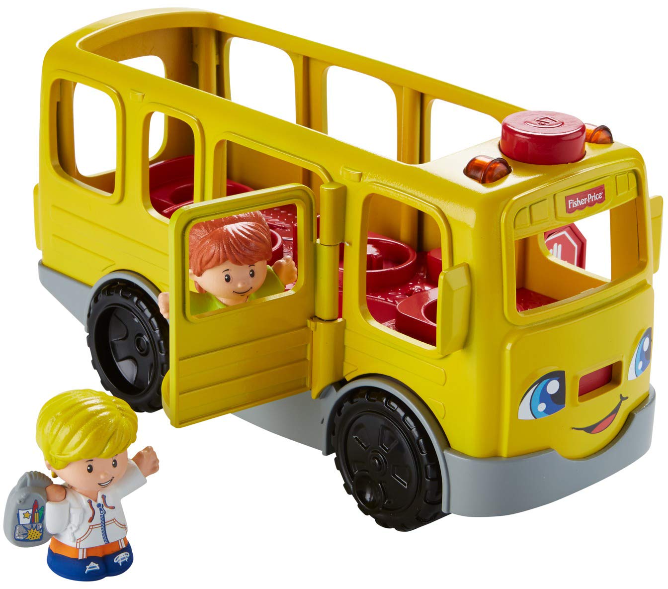 Fisher-Price Little People Musical Toddler Toy Sit with Me School Bus with Lights Sounds & 2 Figures for Pretend Play Kids Ages 1+ Years