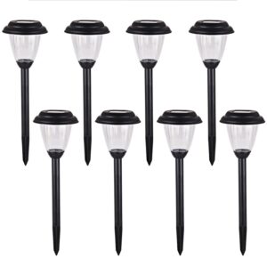 voona solar outdoor pathway lights matt black stainless steel painted led lights for garden landscape path yard driveway (black-8pack)