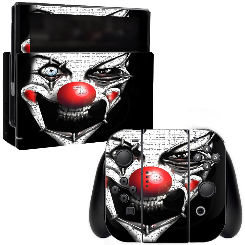 MightySkins Skin Compatible with Nintendo Switch - Evil Clown | Protective, Durable, and Unique Vinyl Decal wrap Cover | Easy to Apply, Remove, and Change Styles | Made in The USA