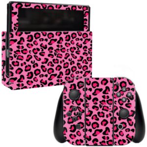 mightyskins skin compatible with nintendo switch - pink leopard | protective, durable, and unique vinyl decal wrap cover | easy to apply, remove, and change styles | made in the usa