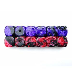 bescon unpainted two tone 16mm game dice with flat 6th side, 2 assorted color set of 12pcs, gemini cube