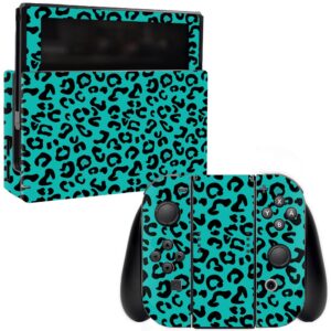 mightyskins skin compatible with nintendo switch - teal leopard | protective, durable, and unique vinyl decal wrap cover | easy to apply, remove, and change styles | made in the usa