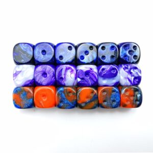 bescon unpainted gemini 16mm game dice with blank 6th side, 3 assorted color set of 18pcs, two tone dice