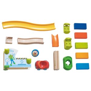 HABA Kullerbu Theme Set - Jump into Car Dominos - 15 Piece Playset can be Enjoyed as a Standalone Set or as an Expansion to Any Kullerbu Layout