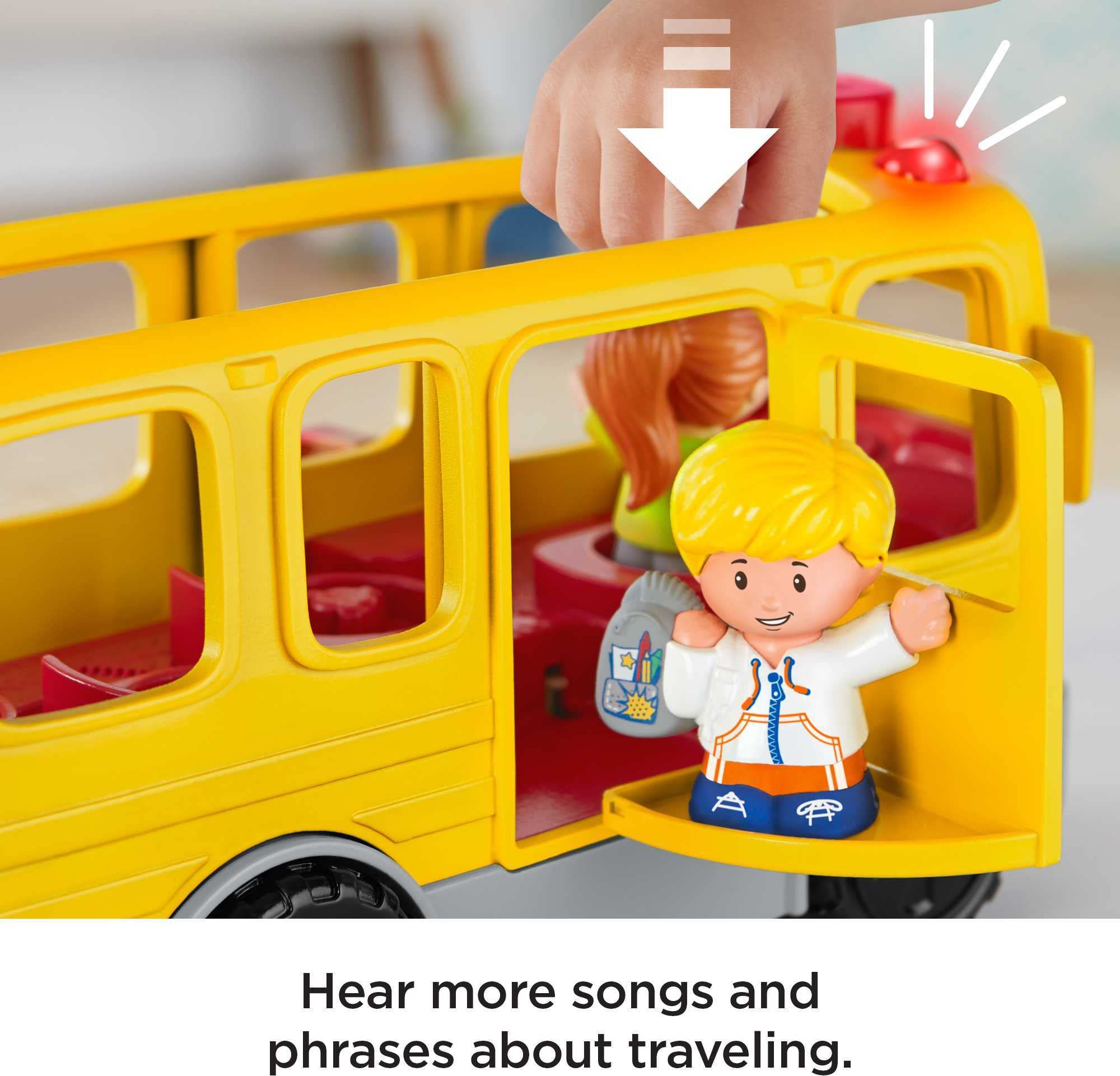 Fisher-Price Little People Musical Toddler Toy Sit with Me School Bus with Lights Sounds & 2 Figures for Pretend Play Kids Ages 1+ Years